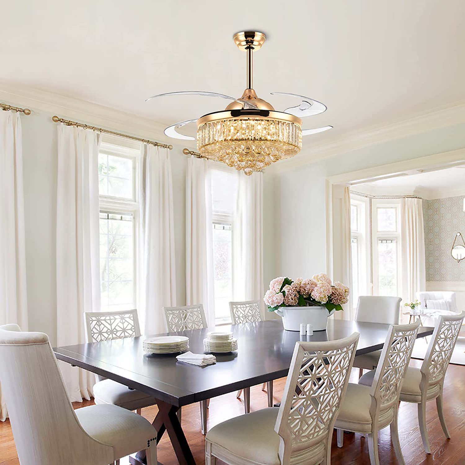 48 Inch Crystal Ceiling Fan with Light and Remote Gold Ceiling Fans ... 48 Inch Crystal Ceiling Fan with Light and Remote Gold Ceiling Fans ...